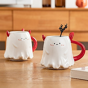 UKIFIRE Ghost Coffee Mug, Halloween mug,Fun Coffee Mug, Ceramic mug, Cute Gifts, Suitable for Parents and Couples, Kawaii Gifts For Various Holidays, Creative Ceramic Cup