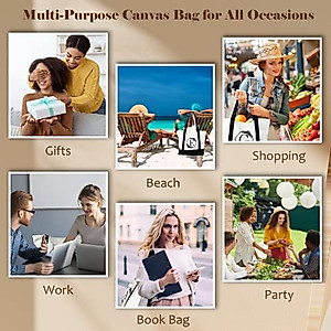 AUNOOL Personalized Tote Bag for Women Initial Embroidery Makeup Bag, Canvas Beach Tote with 2 Pockets, Bridal Party Gifts Reusable Grocery Bags for Wedding Holiday Shopping Picnic Travel Letter E