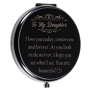 Sophauteem Daughter Gift Compact Mirror from Mom Dad Bride Makeup Mirror for Her Teen Girls Daughter in Law Unique Wedding Birthday Valentines Day Graduation Christmas Mother's Day Stocking Stuffers