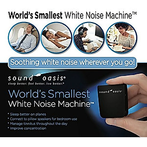 Sound Oasis World’s Smallest Sound Machine, Portable White Noise Machine, 25 hr continuous, Relaxing, non-looping White Noise,10 Tones-high to low pitch, Mask Tinnitus, Ear Ringing Relief, Focus.