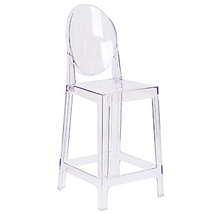 Flash Furniture Ghost Counter Stool with Oval Back in Transparent Crystal