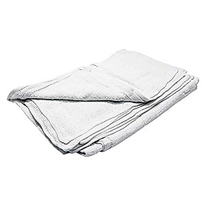 SupremePlus Auto-Mechanic Shop Towels, Shop Rags 100% Cotton Commercial Grade Perfect for Your Garage, Auto Body Shop (13"x14"), 12 Pack (White)