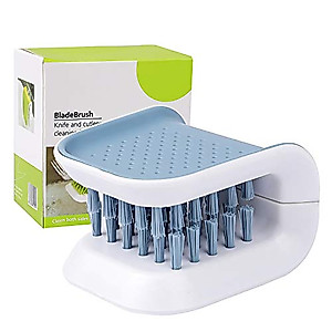 UMIKAkitchen Multifunctional Blade Cleaning Brush, Dual-Sided Scrub Brush for Knives, Forks, Chopsticks and More Kitchen Utensils, Gray