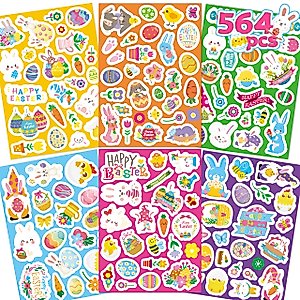 Joy Bang 564 PCS Easter Stickers for Kids, Easter Stickers with Eggs Bunny, Happy Easter Stickers Bulk for Toddlers, Easter Stickers for Cards Envelopes, Easter Party Supplies Favors