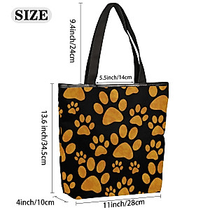 Mularoka Dog Paw Tote Bag for Women Aesthetic Cute Canvas Tote Bags Cute Paw Shopping Grocery Reusable Bags with Zipper and Inner Pockets
