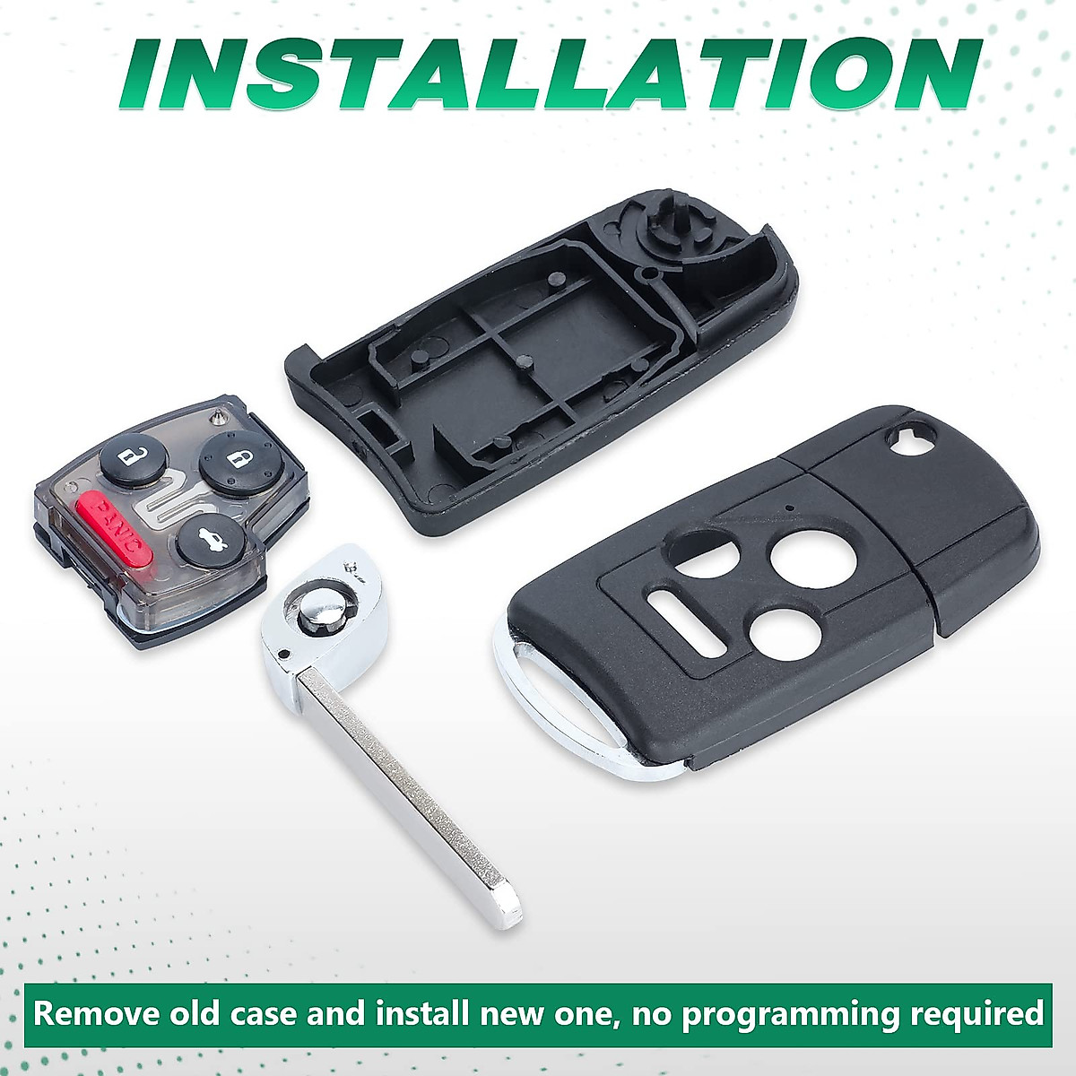 Beefunny Flip Remote Key Shell Case Fob 4B for Honda Accord Civic Pilot with Button Pad (Key Shell)