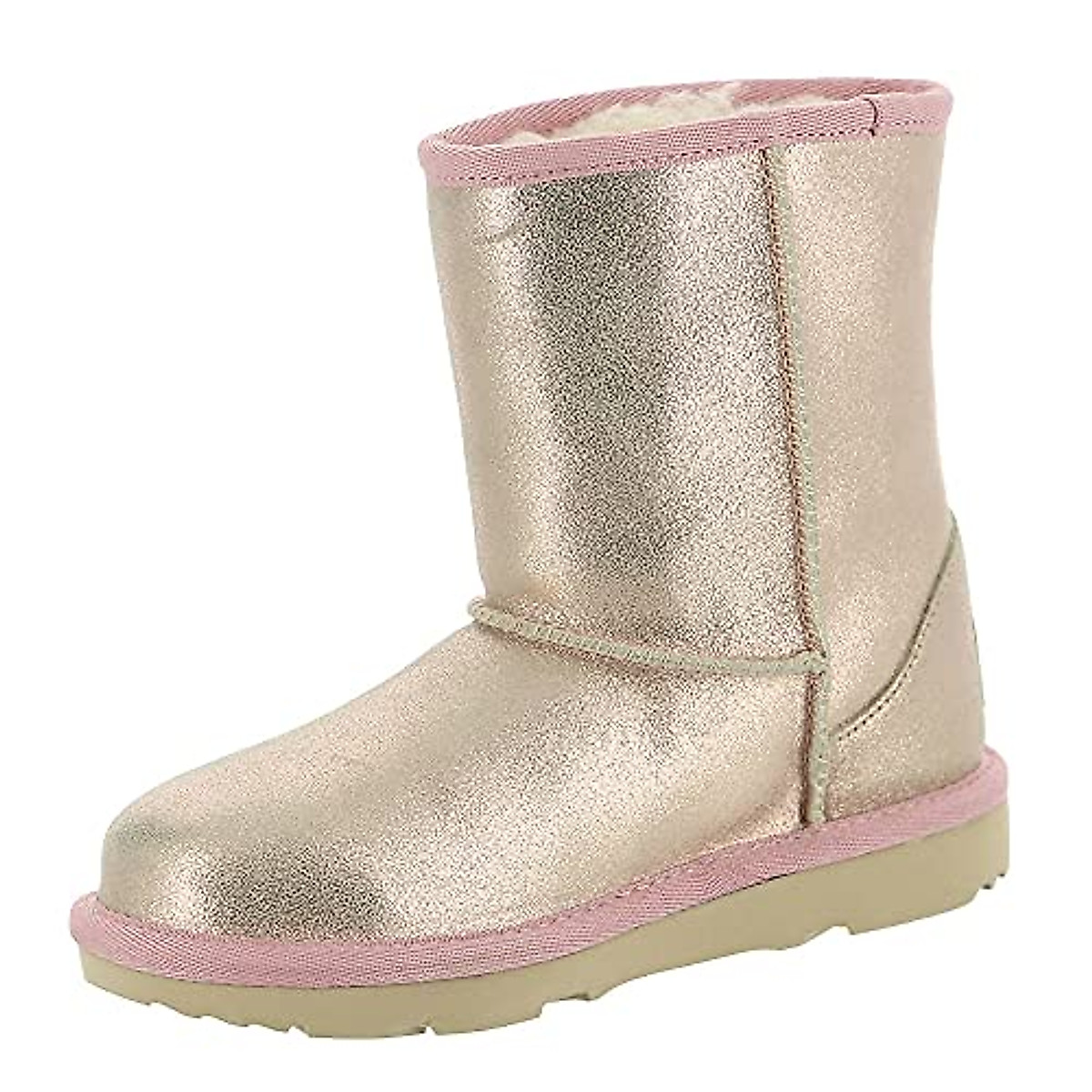 UGG K Classic II Metallic Glitter Fashion Boot, ROSE GOLD, 4 US Unisex Big Kid