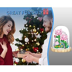 FLOWERKITY Building Blocks Flower Set Carnation Bouquets Mini Blocks with Dust Cover, Botanical Collection Gifts for Adults, Women… (Pink Carnation)