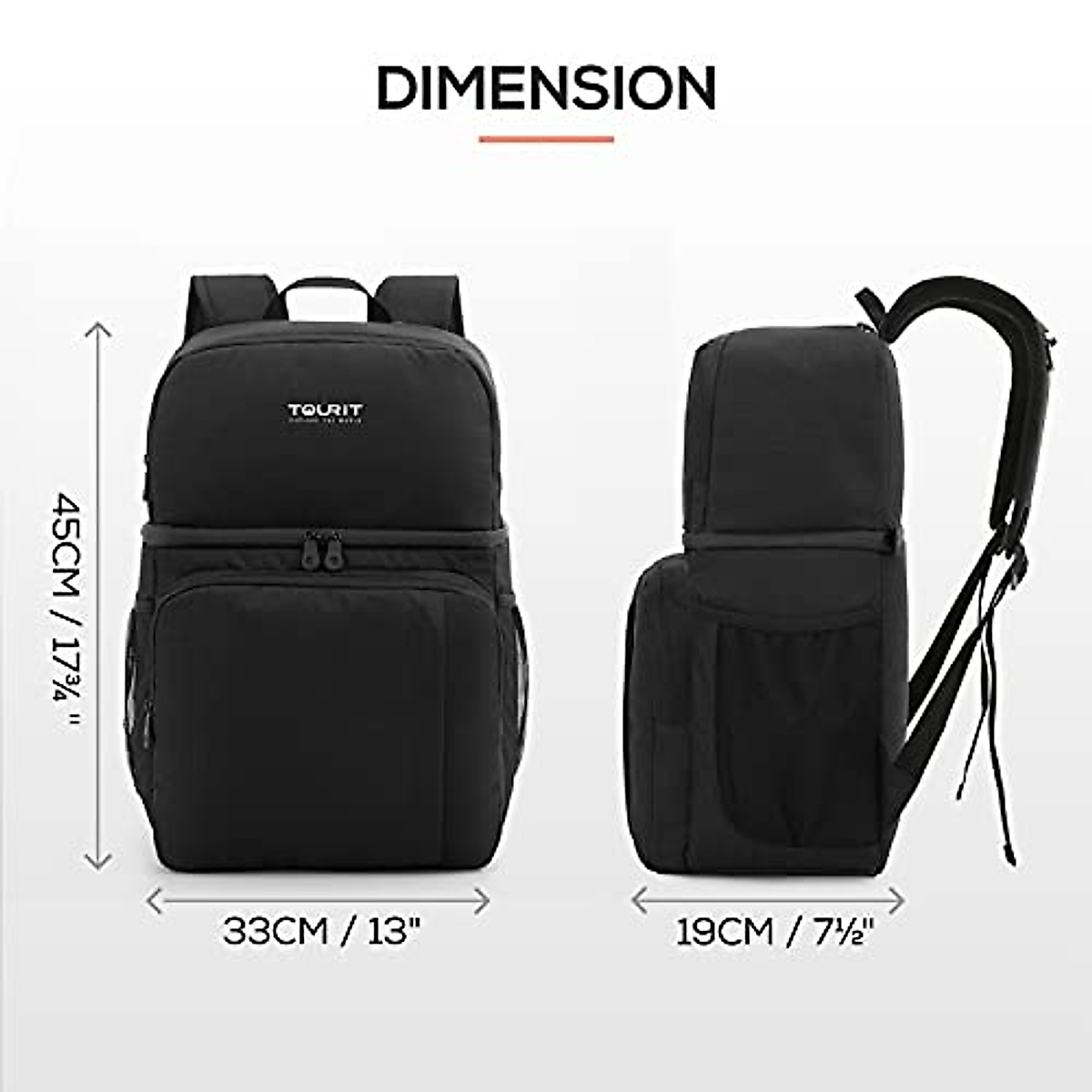 TOURIT Cooler Backpack Double Deck Lunch Backpack with Insulated Leakproof Cooler Bag for Men Women Work, Picnics, Hiking, Camping, Beach, Park or Day Trips, 28L