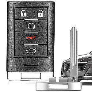 (FCC ID: M3N5WY7777A) 5 Buttons Compatible with Cadillac CTS 2008-2015/ STS 2008-2011Car Keyless Entry Remote Smart Key fob