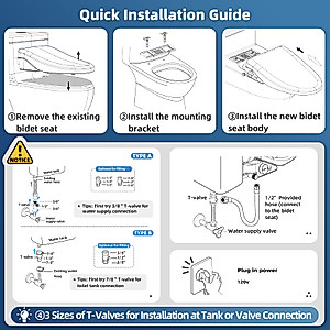 Electric Bidet Toilet Seat, Heated Toilet Seat Elongated with Instant Warm Water & Dryer, Feminine & Front Rear Wash, Wireless Remote, Self-Clean Nozzle, Slow Close Lid, Upgraded Silent ECO Child Mode