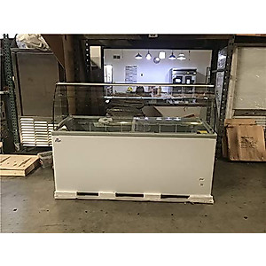 Gelato Freezer Display Case Dipping Cabinet Pan Ice cream showcase Curved Clear Glass 72"