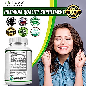 Organic Super Greens Capsules Superfood Fruit Veggie Supplement - 28 Powerful Natural Ingredients with Alfalfa, Beet Root, Tart Cherry & Ginger for Immune & Energy Support, for Men Women, 60 Tablets