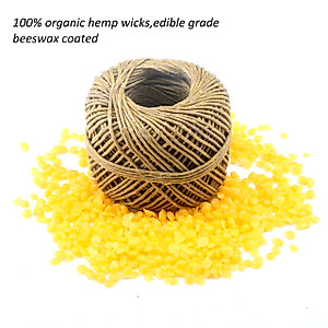 MILIVIXAY Hemp Wick with Natural Beeswax Coating, Edible Grade Beeswax, 200 FT Spool, Standard Size (1.0mm),Unbleached, Un-dyed and 100% Organic.