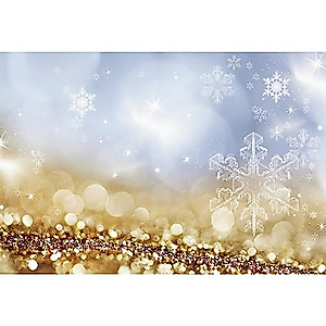 AOFOTO 5x3ft Winter Merry Christmas Photography Backdrop Gold Bokeh Snowflake Indoor Decorations Adults Baby Shower Portrait Birthday Wedding Party Carnival Decoration Newborn Photo Studio Props