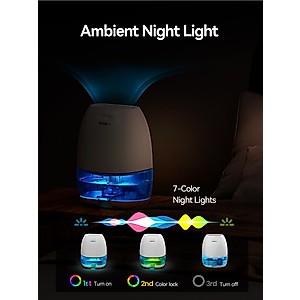 AlohaAir Dehumidifiers for Home, 34 oz Small Dehumidifier for Room, Quiet Dehumidifiers for Bathroom, Bedroom, RV, Closet with Auto Shut Off, 7 Colors Night Light