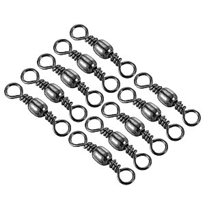 PATIKIL Fishing Barrel Swivels, 50Pcs 61LBS Stainless Steel Solid Ring Terminal Tackle for Saltwater Freshwater Fishing, Black