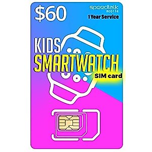 SpeedTalk Mobile Kids Smart Watch SIM Card for 4G LTE GSM Smartwatches and Wearables - 12 Months Service
