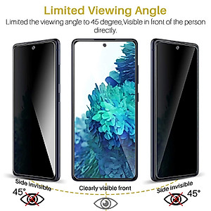 LK 2 Pack Samsung Galaxy S20 FE Privacy Screen Protector + 2 Pack Lens Protector [Not Support Fingerprint Sensor], 9H Tempered Glass, Scratch & Peep-Proof, Case-Friendly, Alignment Tool Attached