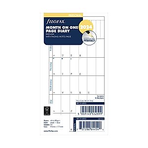 Filofax Personal month per page English 2024 diary - horizontal format