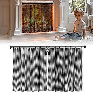 Fireplace Mesh Screen Curtain with Adjustable Rods, 2 Pack Decorative Spark Guard Chain, Easy-to-Install Hanging Replacement Screens for Wood Burning Fireplaces (22" H x 27.5" W)