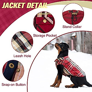 EXPAWLORER Warm Dog Coat - Cold Weather Windproof Dog Fleece Coat for Winter, British Style Plaid Dog Jacket Cloth for Small Medium Large Dogs