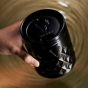 Viski Paragon Cocktail Tumbler Insulated Cocktail Cups, Insulated Rocks Tumbler Stainless Steel Whiskey Glasses with Ceramic Coating Black 12oz Set of 1