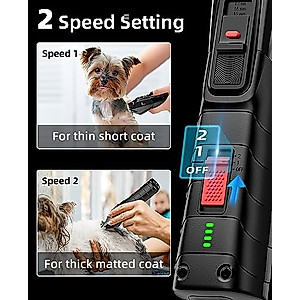 Bousnic Pet Dog Clippers for Grooming - Quiet Cordless Dog Grooming Kit for Hair Cutting, 2-Speed Dog Hair Trimmer, 8-Length Professional Dog Shaver for Puppy Small Medium Large Dogs Cats Pets