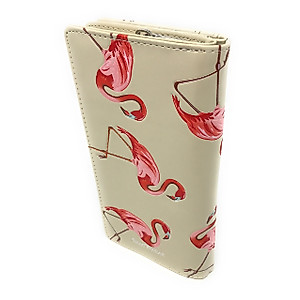 Shag Wear Flamingo Large Animal Wallet for Women and Teen Girls Vegan Faux Leather Beige 7"
