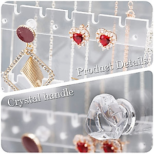 Dankeit Earring Display Stands,Acrylic Jewelry Organizer Box,Dust-proof Earring Rack Holder with 27 Holes and 8 Hanging Bars,5-Tier Jewelry Holder for Earrings,Necklaces,Bracelets,Rings,Clear