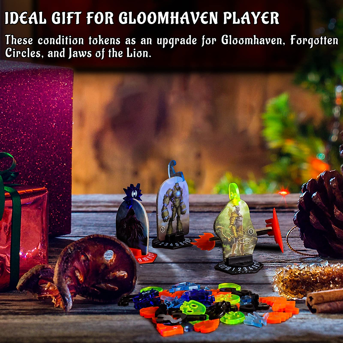 Condition Tokens Set of 60 Acrylic Status Effects Markers Game Accessories for Gloomhaven, Forgotten Circles and Jaws of the Lion