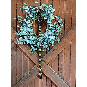 RRD Hanging Sleigh Bells for Door – Shopkeepers Bell Over The Door - Brass Door Hanging Bell on Black Leather Strap - Multi-Purpose Jingle Bell Door Christmas Sleigh Bells & Dog Training Bells