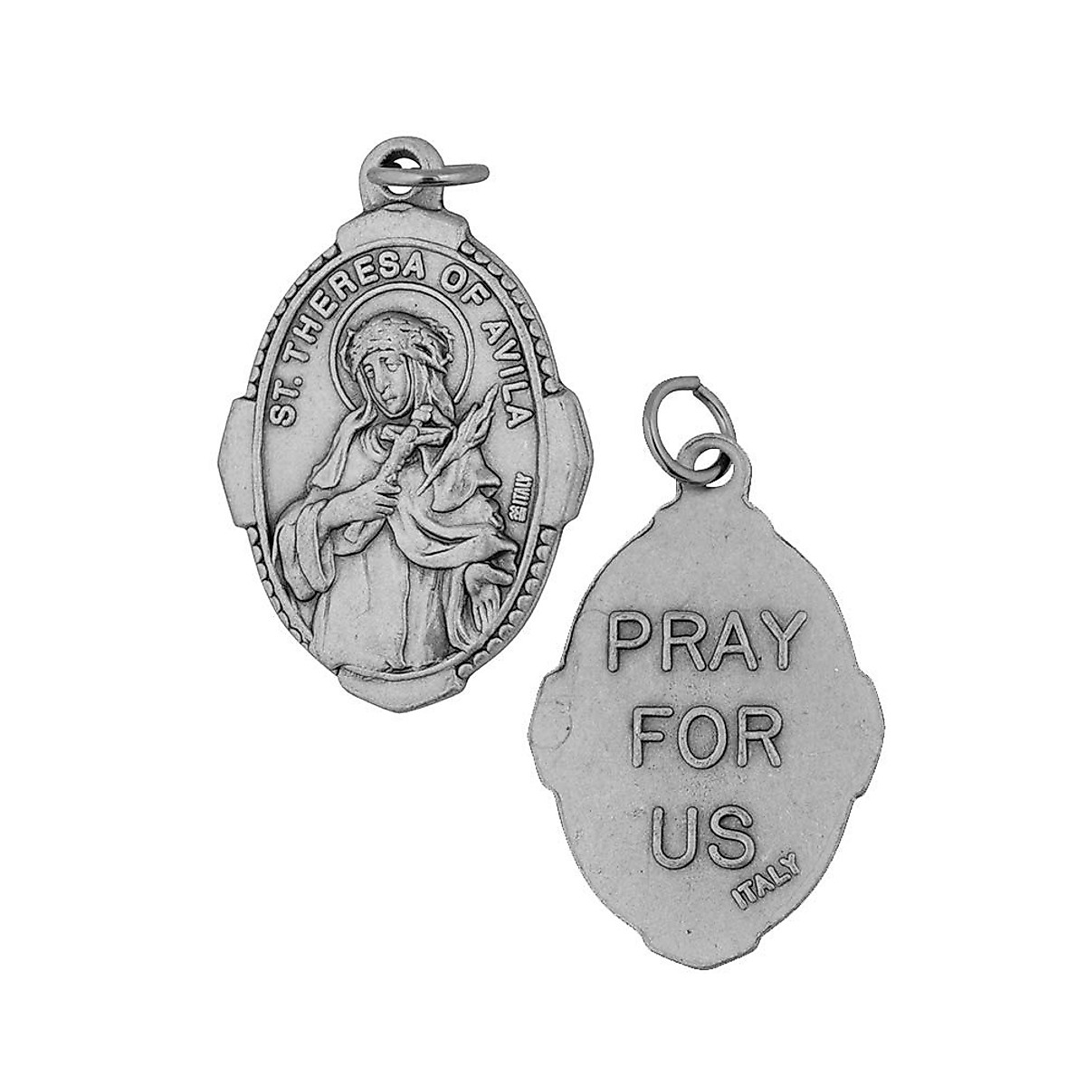 1" Saint and Holy Subject Medal with Prayer Card | Over 25 Different Saints | Durable and Detailed Charm | Pendant Medal Carded with Prayer | Christian Jewelry (St. Teresa of Avila)