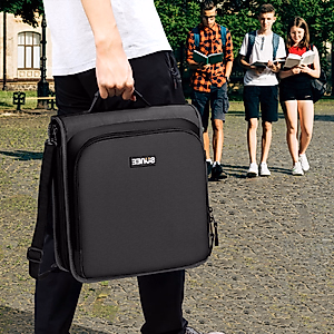 SUNEE Zipper Binder Bag with Laptop Pocket and Shoulder Strap, 3 Inches 3-Ring Organizer Binder for Middle School, Black