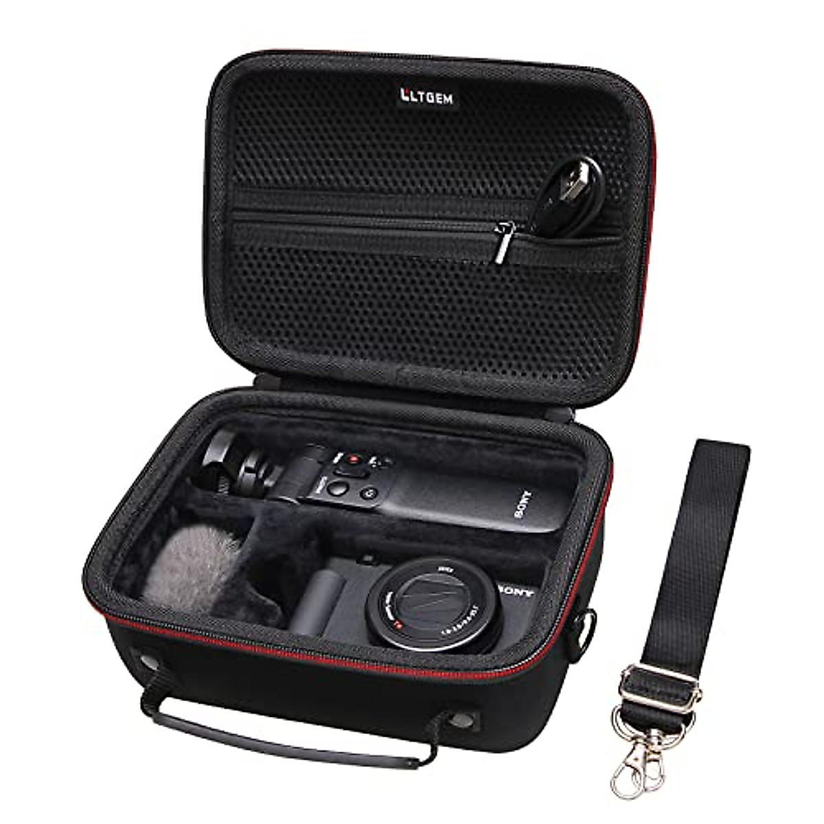 LTGEM EVA Hard Case for Sony ZV-1 / ZV-1F Digital Vlog Camera - Travel Protective Carrying Storage Bag with Strap (Black)