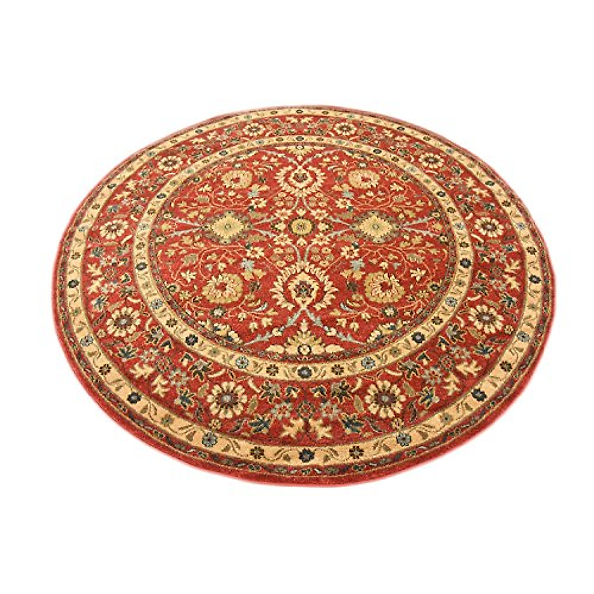 Unique Loom Edinburgh Collection Classic Oriental Traditional French Cottage Inspired Intricate Design Area Rug, 6 ft x 6 ft, Red/Beige