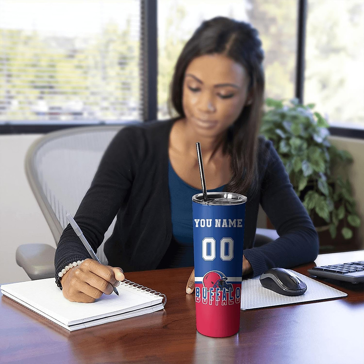 20oz Customs stainless steel Insulated tumbler with Lid and Straws, Personalized football gifts for fans, Travel Cup Adds Your Name and Number