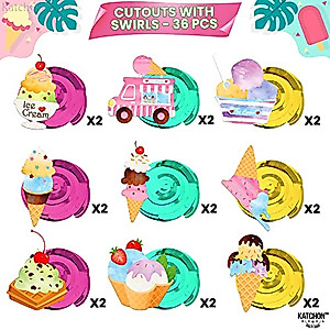 Hanging Ice Cream Party Decorations - Pack of 48, No DIY | Ice Cream Hanging Swirl Decorations | Ice Cream Themed Birthday Party Supplies | Ice Cream Decorations, Birthday, Baby Shower, Gender Reveal