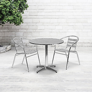 Flash Furniture Mellie 31.5'' Round Aluminum Indoor-Outdoor Table with Base