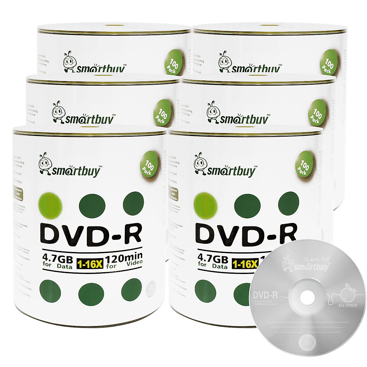 Smartbuy 600-disc 4.7gb/120min 16x DVD-R Logo Top Blank Data Recordable Media Disc