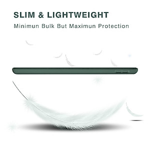 Dwopar iPad 10.2 Case, Protective Cover with Pencil Holder, Auto Sleep/Wake, Slim Soft TPU Back, Green