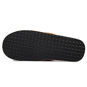 Lucky Brand Men's Slippers - Soft Memory Foam Rubber Sole Bedroom Slipper - Indoor/Outdoor Mens House Slippers, Tan/Large