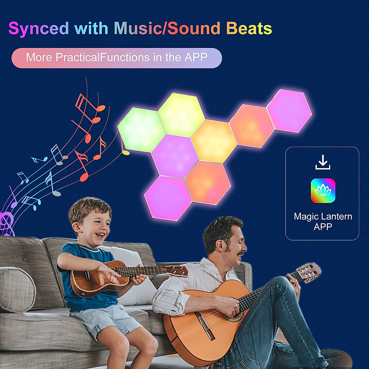 Neoglint 8 Pack Hexagon Lights - RGB Led Hex Lights for Wall with Smart APP Remote Control & Music Sync, Led Wall Light Decor for Gaming Room, Bedroom, Living Room