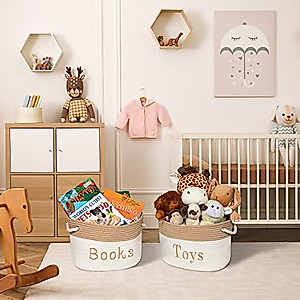 Modern Designs Pro Rope Storage Basket - Embroidered Storage Bins - Tote Bin for Nursery, Playroom, Living Room, Classroom (Book Bin)