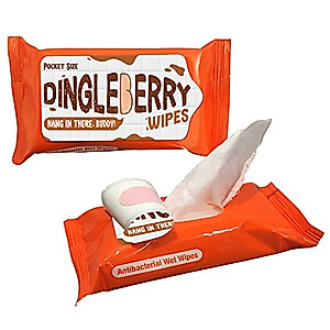 GearsOut Dingleberry Wipes Pocket Size Novelty Moist Towelettes for Teen Boys Mens Stocking Stuffers Funny Poop Humor Gifts Present Unscented, Orange, 15 Count (Pack of 1)