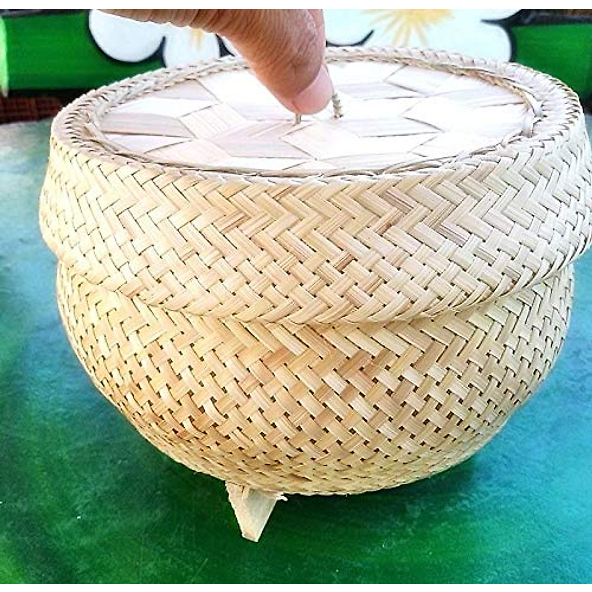 YANEE sticky rice cooker steamer bamboo basket with lid dumpling steam steaming food baskets cooker vegetable dumpling steam use with insert electric rice cooker pot size 6 inch