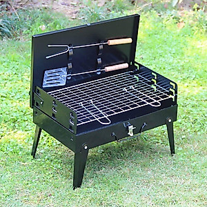 BBQ Grill Outdoor Charcoal Grill Barbecue Tool Set Portable Compact Design BBQ Grill for Outdoor Campers Travel Park Beach Party