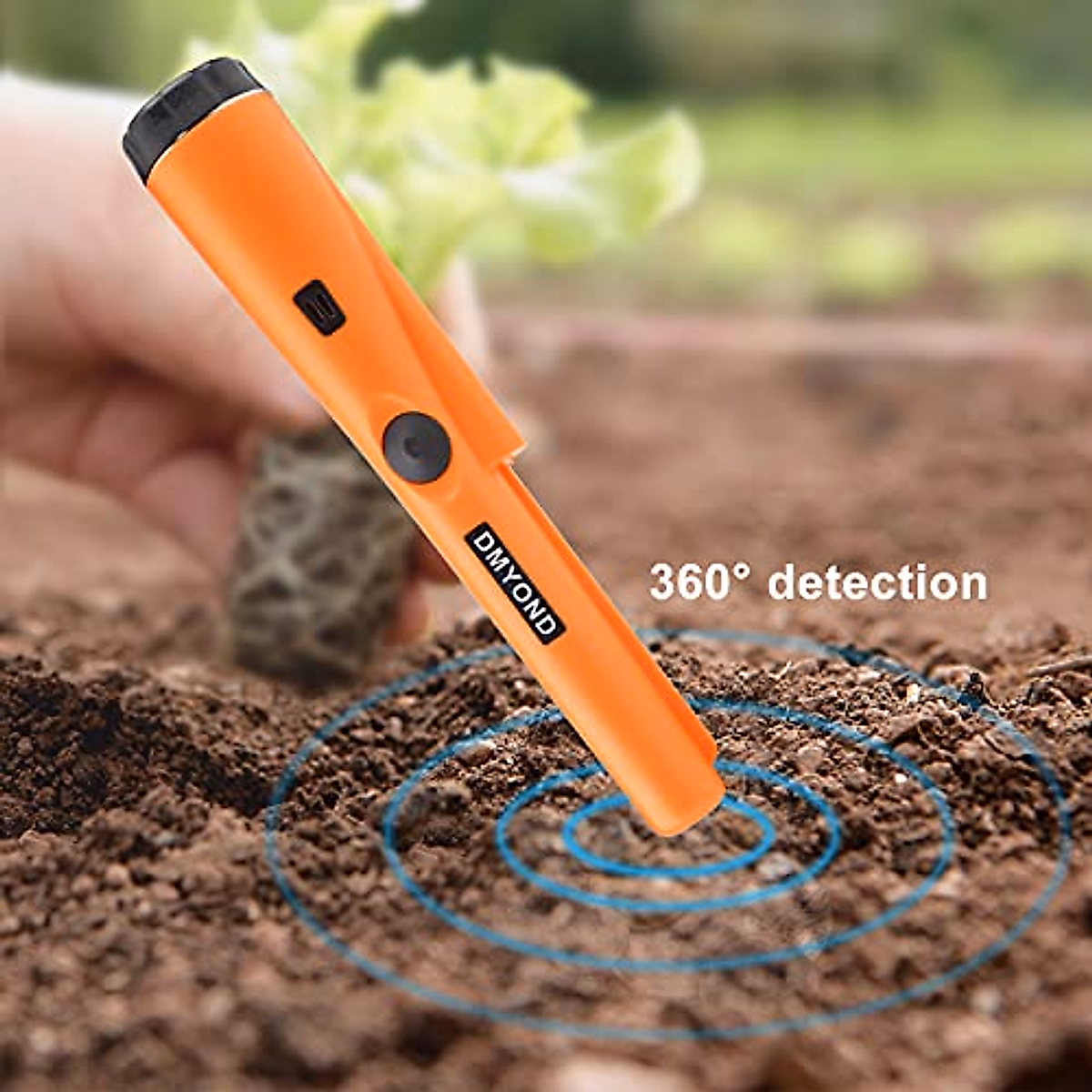 Metal Detector Pinpointer, Professional Waterproof Handheld Pin Pointer Wand, Search Treasure Pinpointing Finder Probe with 9V Battery and LED for Adults, Kids - Orange