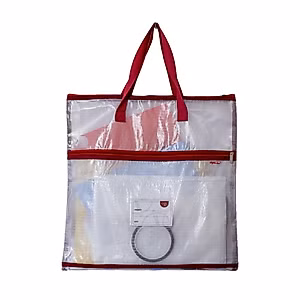 Madam Sew Project Bag - Craft Bag Organizer Tote with Handles, Two Pockets, See-Through Mesh, and Card Slot – Perfect for Quilting, Knitting, Stitching and Embroidery Projects Storage - 16”x16”