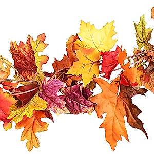 DearHouse 2 Pack Fall Garland Maple Leaf, 5.9Ft/Piece Hanging Vine Garland Artificial Autumn Foliage Garland Thanksgiving Decor for Home Wedding Fireplace Party Christmas